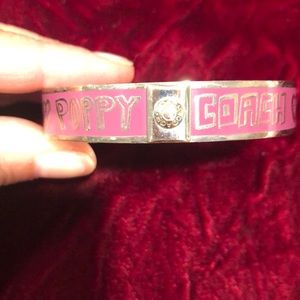 Coach | Jewelry | Coach Silver Pink Signature Poppy Bangle | Poshmark